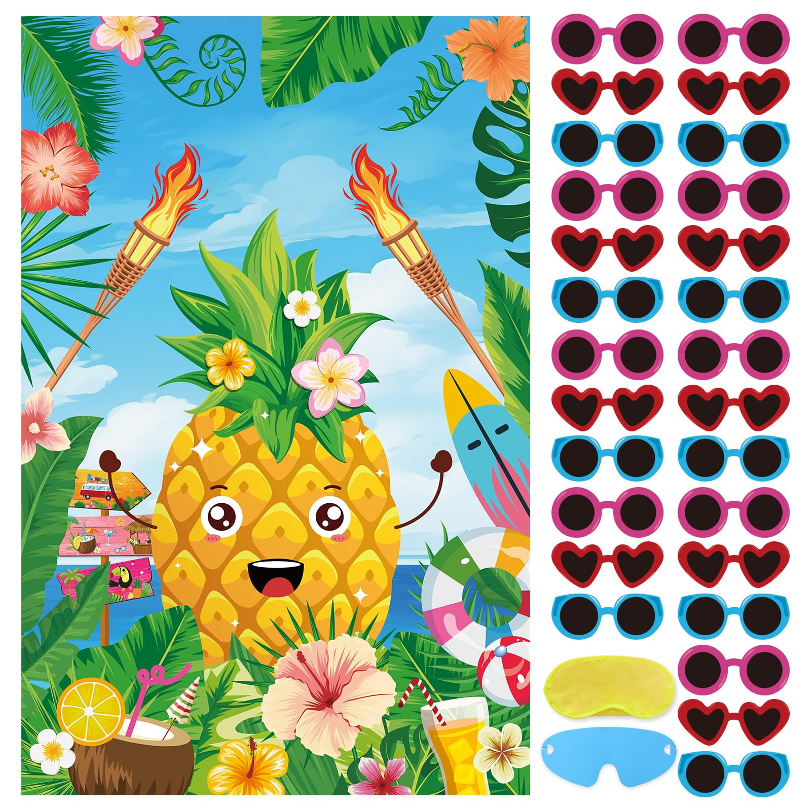 Hooqict Luau Party Game for Kids AIS1 Pin the on the Pineapple for ...