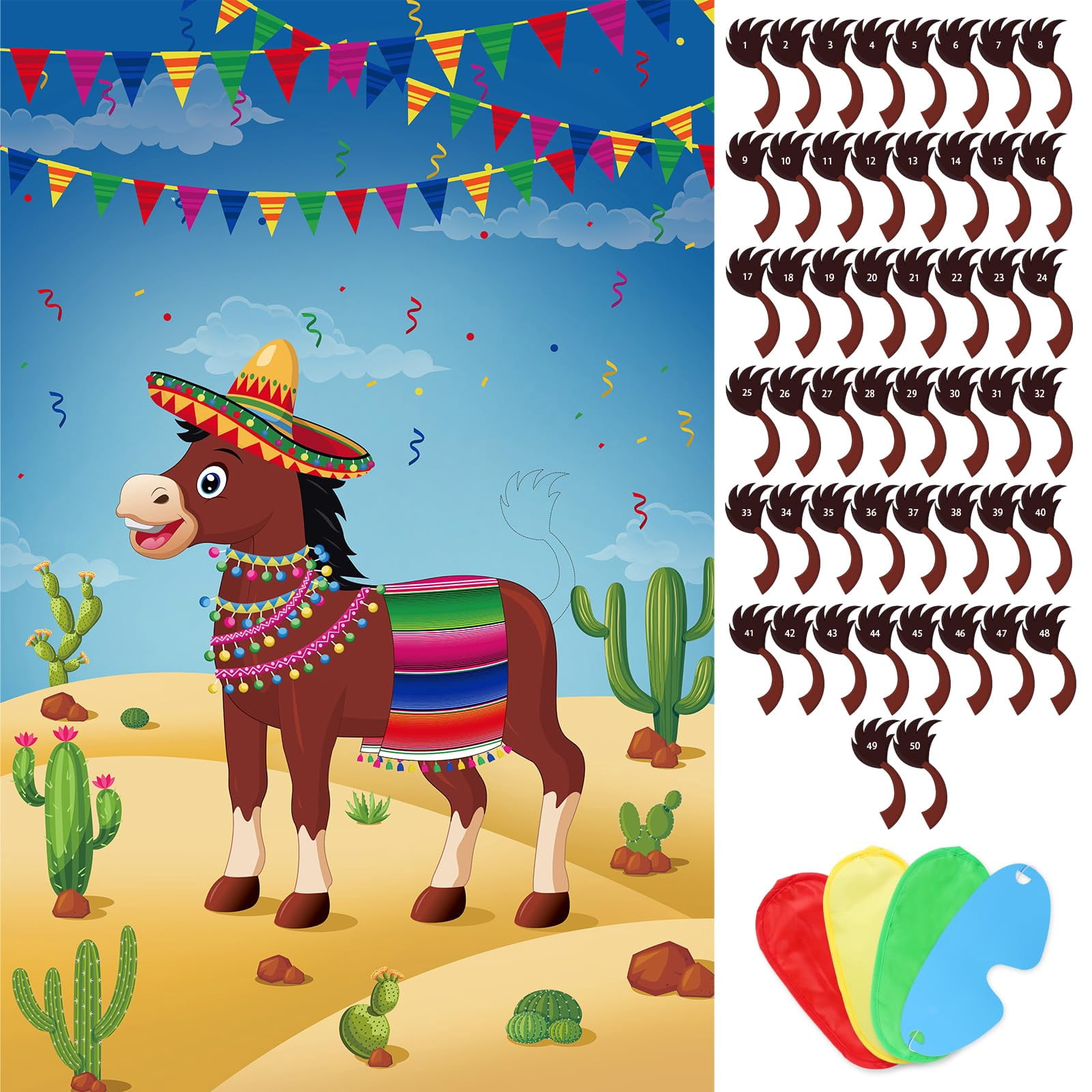 Hooqict Pin The Tail on The BSL1 Donkey Party Games for Kids Birthday ...