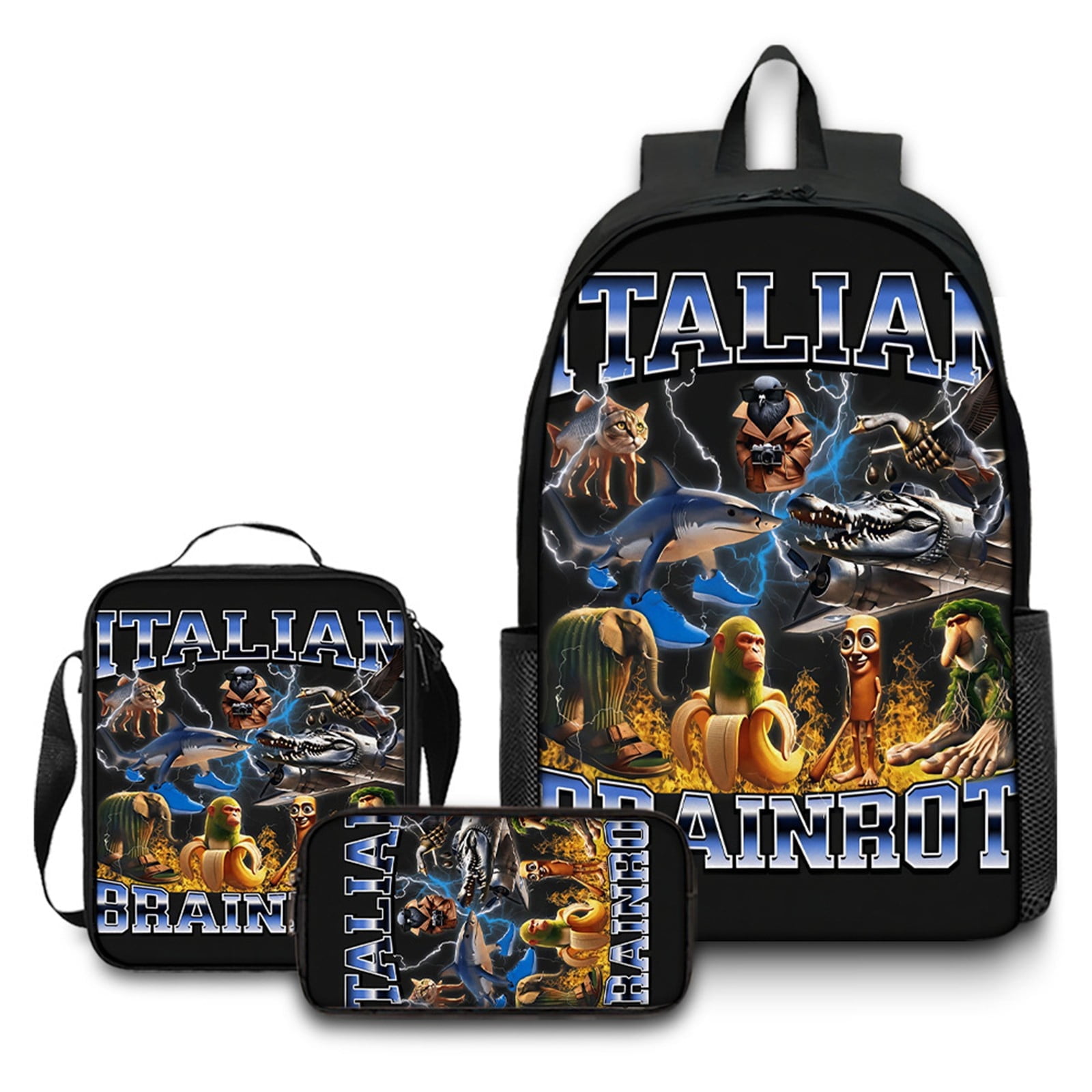 Hooray 16.5" Italian Brainrot Backpack Large Capacity AI Italian ...