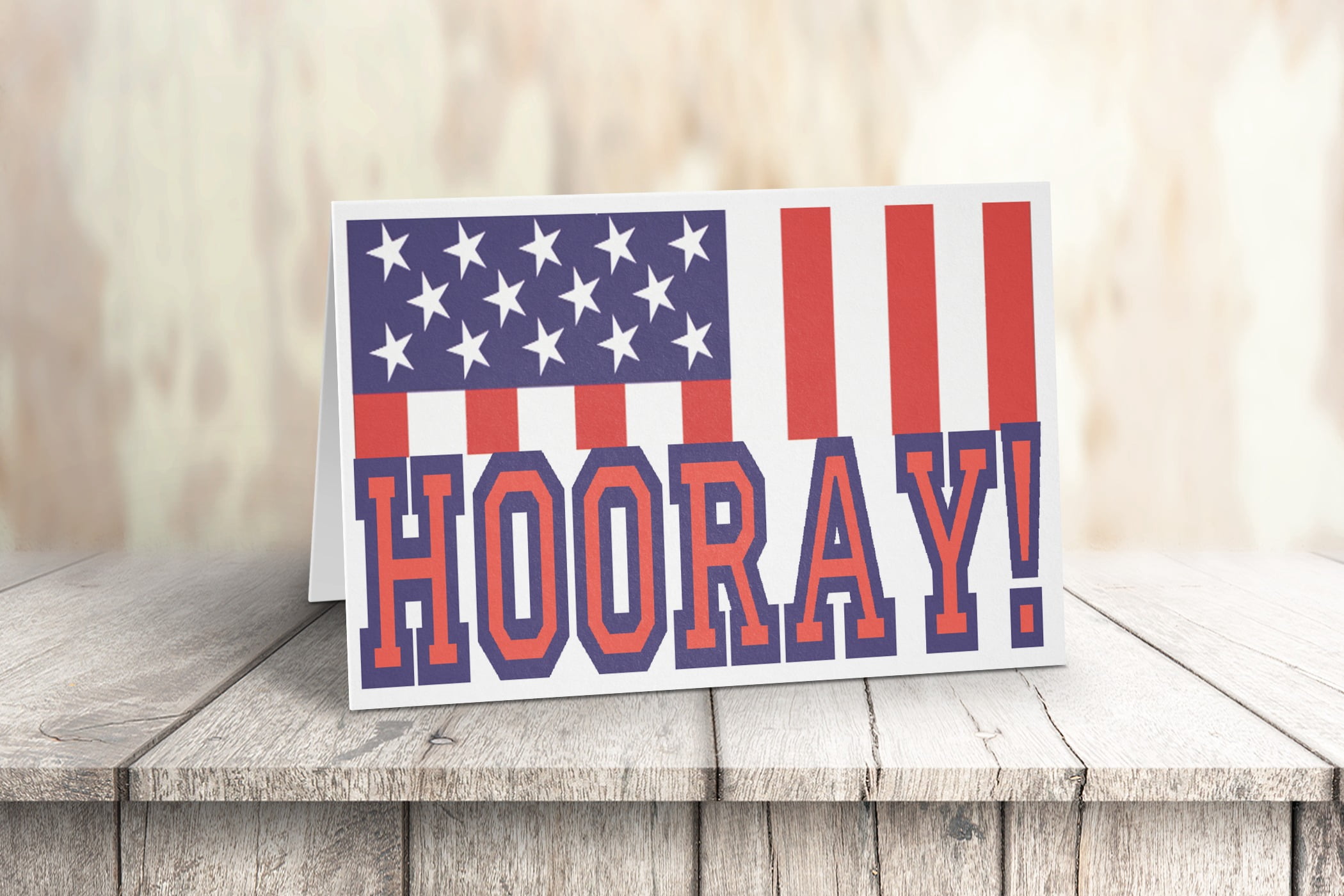 Hooray American Flag Greeting Cards - 12 Greeting Cards, Size 4.5 x 6. ...