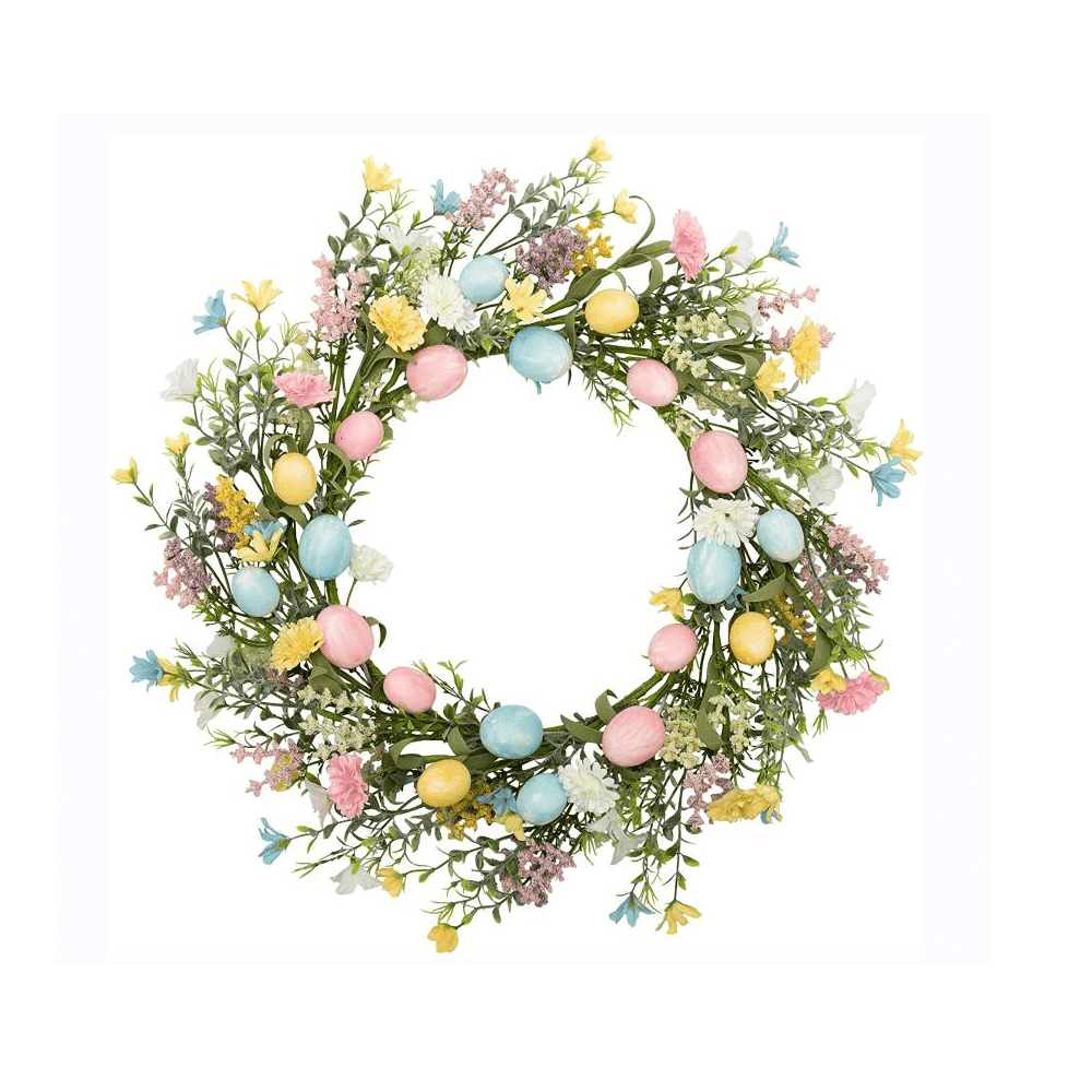 Hooray Easter Wreath, 20'' Artificial Berry Wreath with Easter Eggs for ...