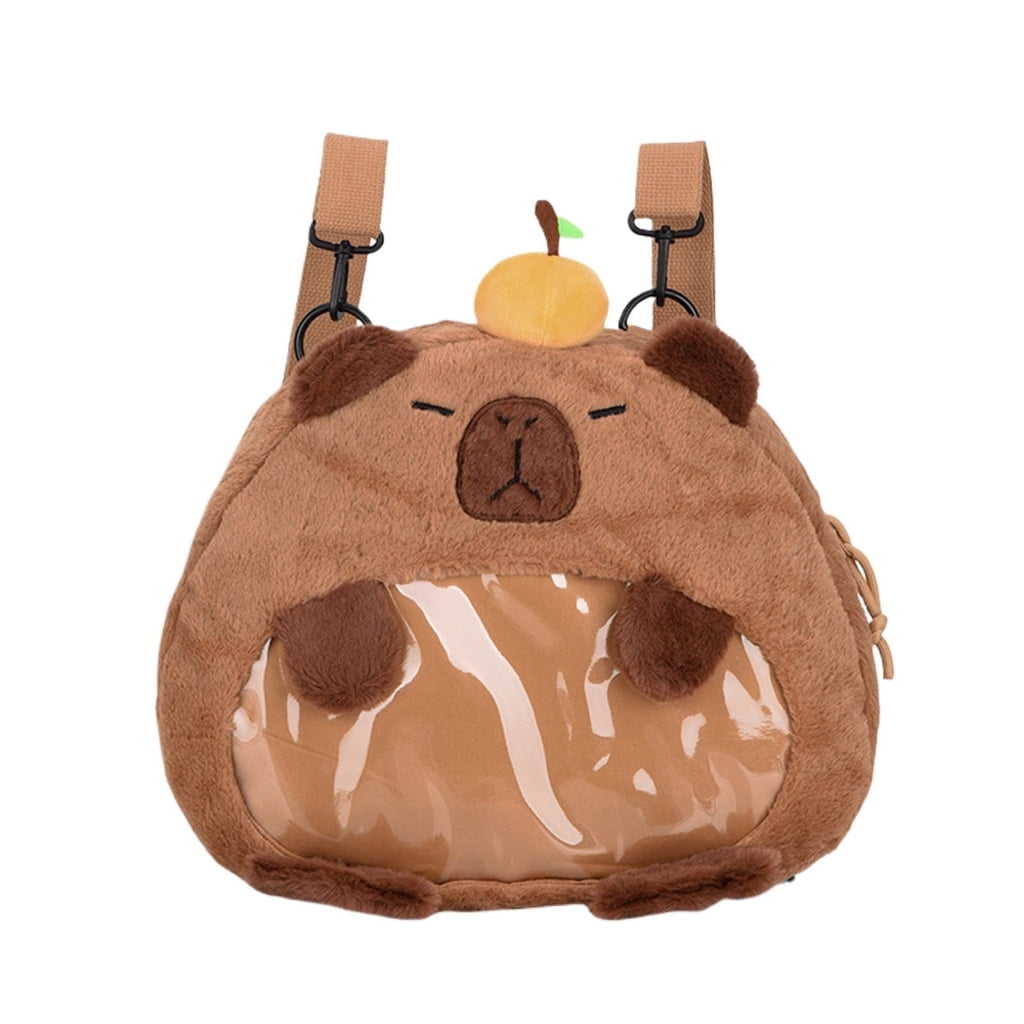Hooray Fashion Capybara Pattern Backpack Plush School Bag Student Book ...
