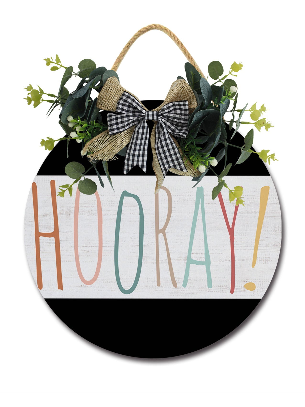 Hooray Front Door Sign Funny Wreaths Hanging Wooden Plaque Decoration ...