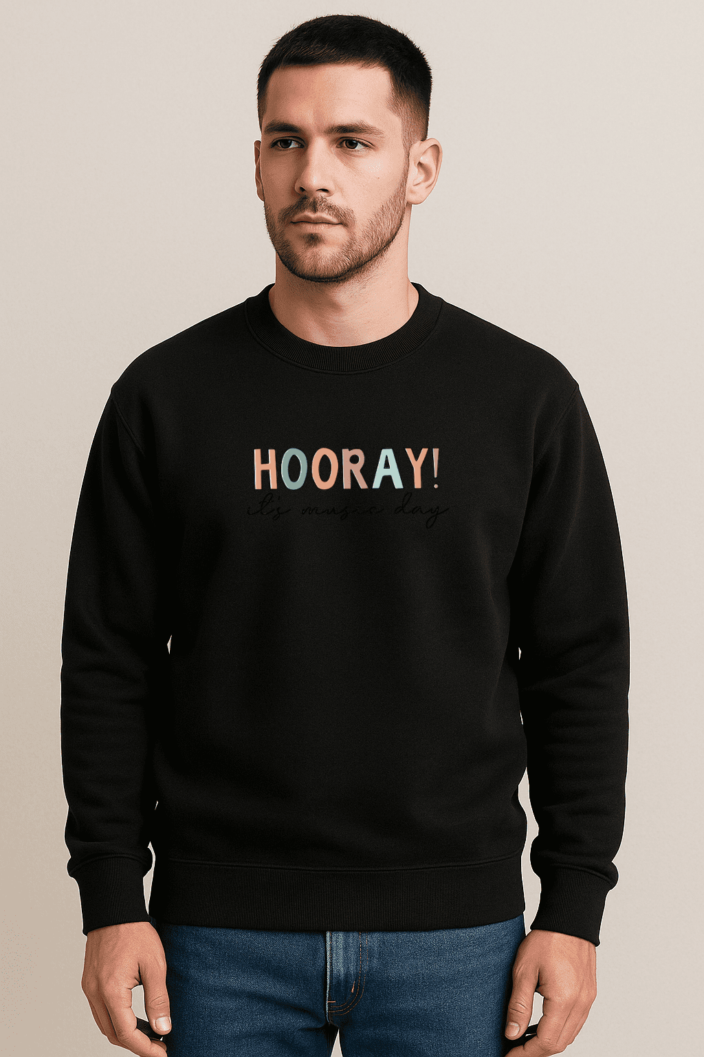 Hooray It's Music Day Teacher Sweatshirt Fun Graphic for Musicians and ...
