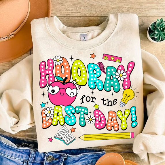 Hooray for the Last Day Sweater, Retro Smiley Face Last Day of School ...
