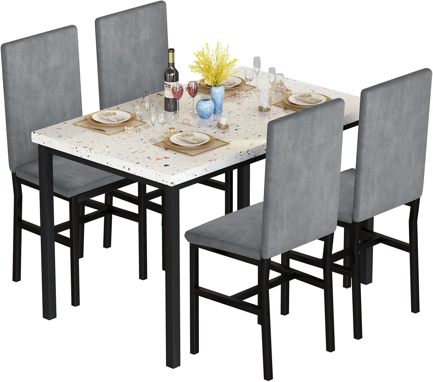 Hooseng Dining Table Set for 4- Space Saving Kitchen Table and Chairs ...