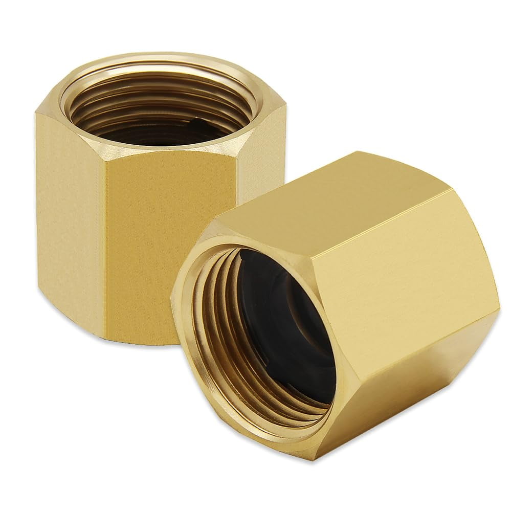 Hooshing 2PCS Solid Brass Garden Hose Connector 3/4" GHT Double Female ...
