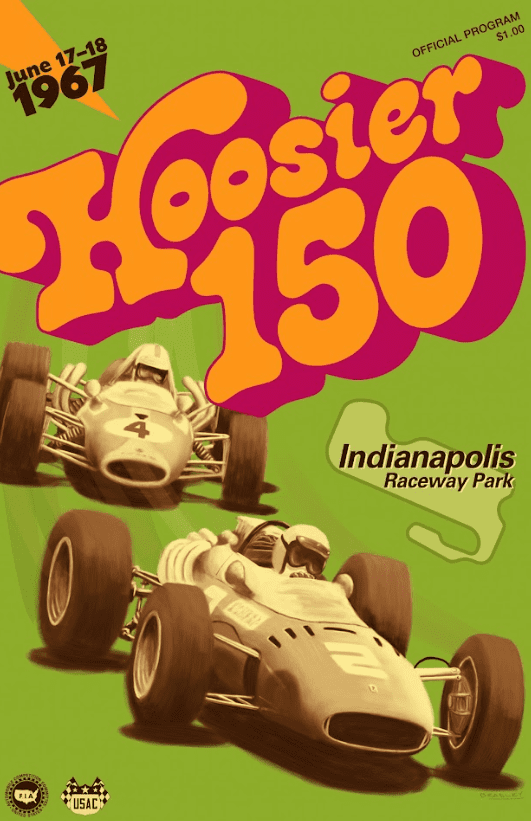 Hoosier 150 1967 Car Racing Poster - Classic American Motorsport Event ...