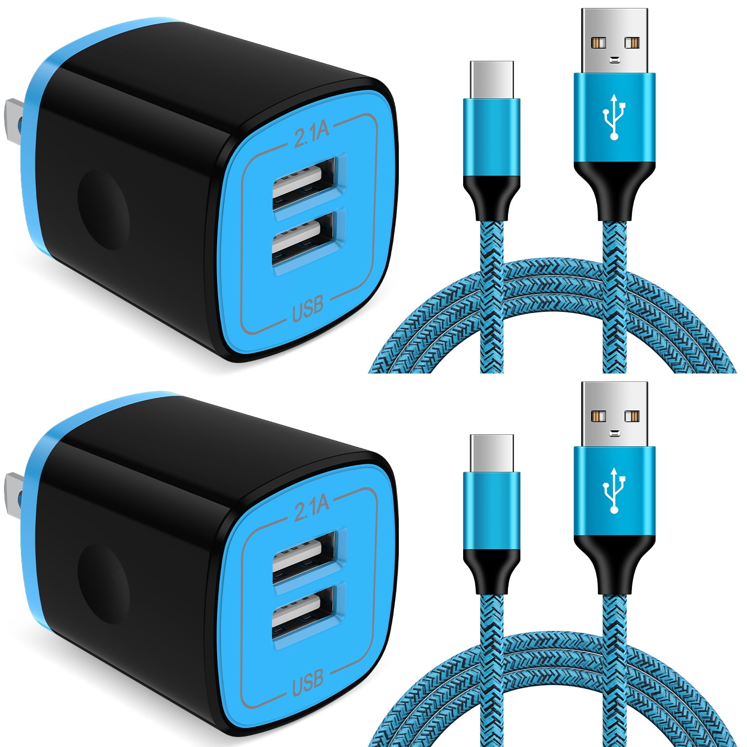 Hootek 2 Pack Dual Port 6FT Wall Plug Charger Block with 2Pack Charging ...