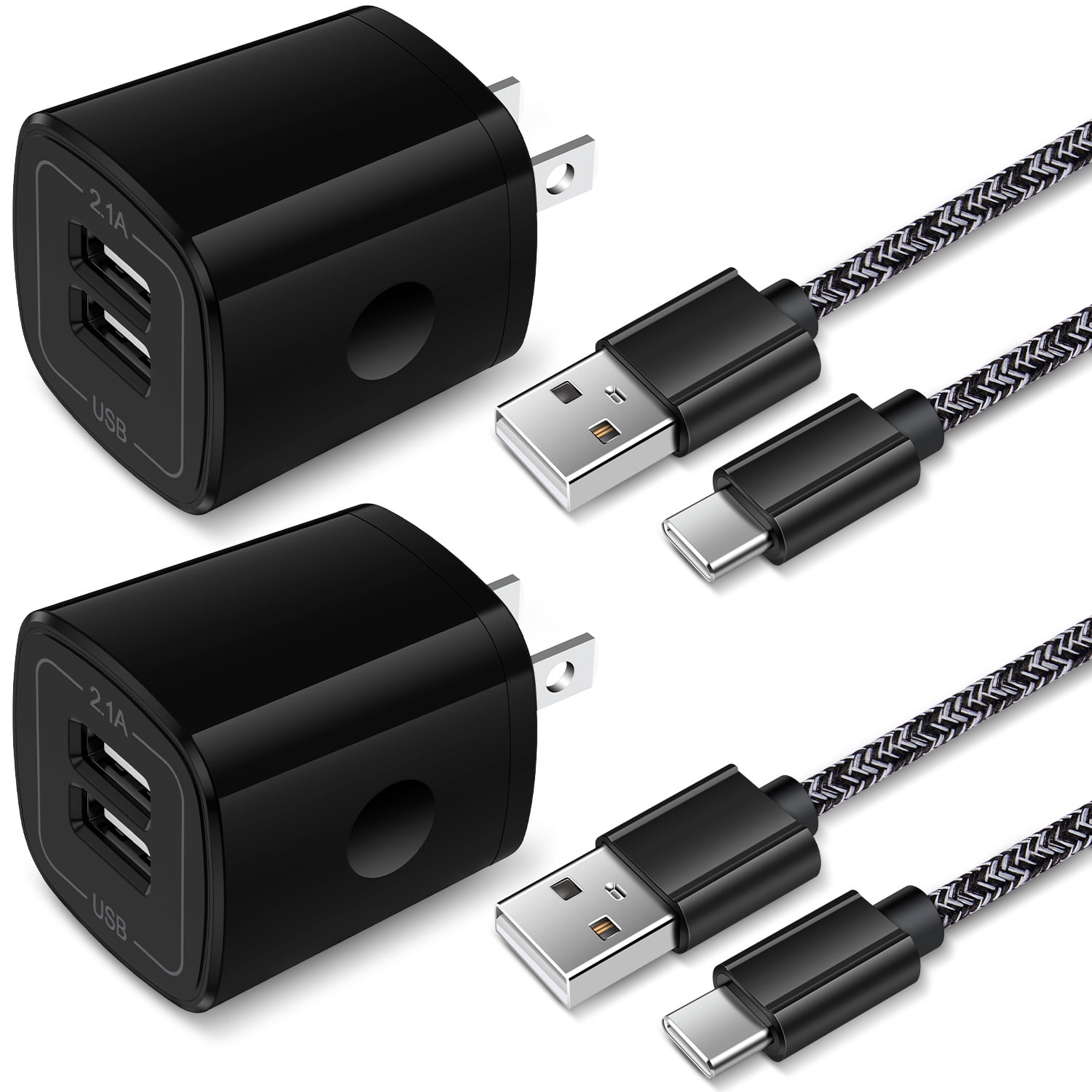 Hootek 2 Port Fast Charger 2 Pack Dual Port USB Adapter 2.1A Type-C ...