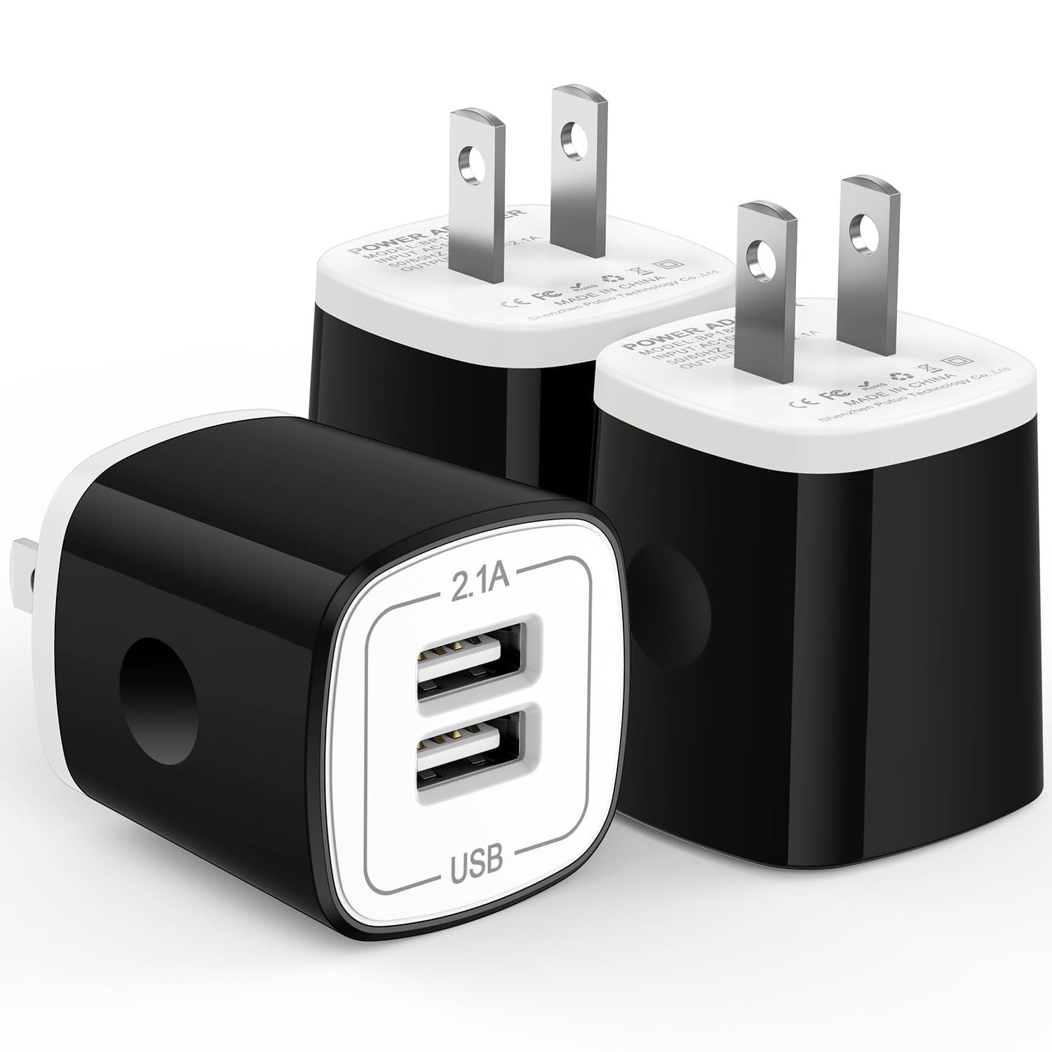 Hootek USB Wall Charger Block 3 Pack 2.1A Dual Port USB Charger Block ...
