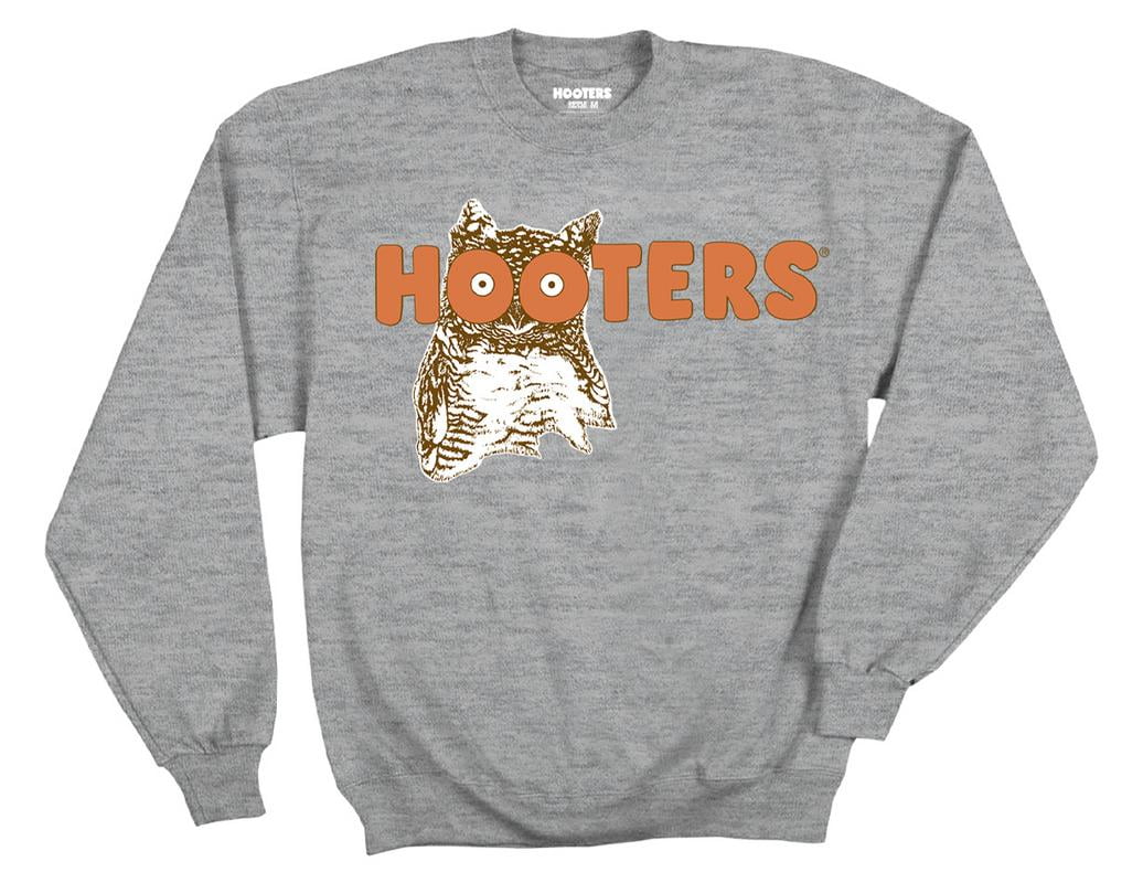 Hooters Adult Unisex Throwback Logo Fleece Crew Sweatshirt SM Heather ...