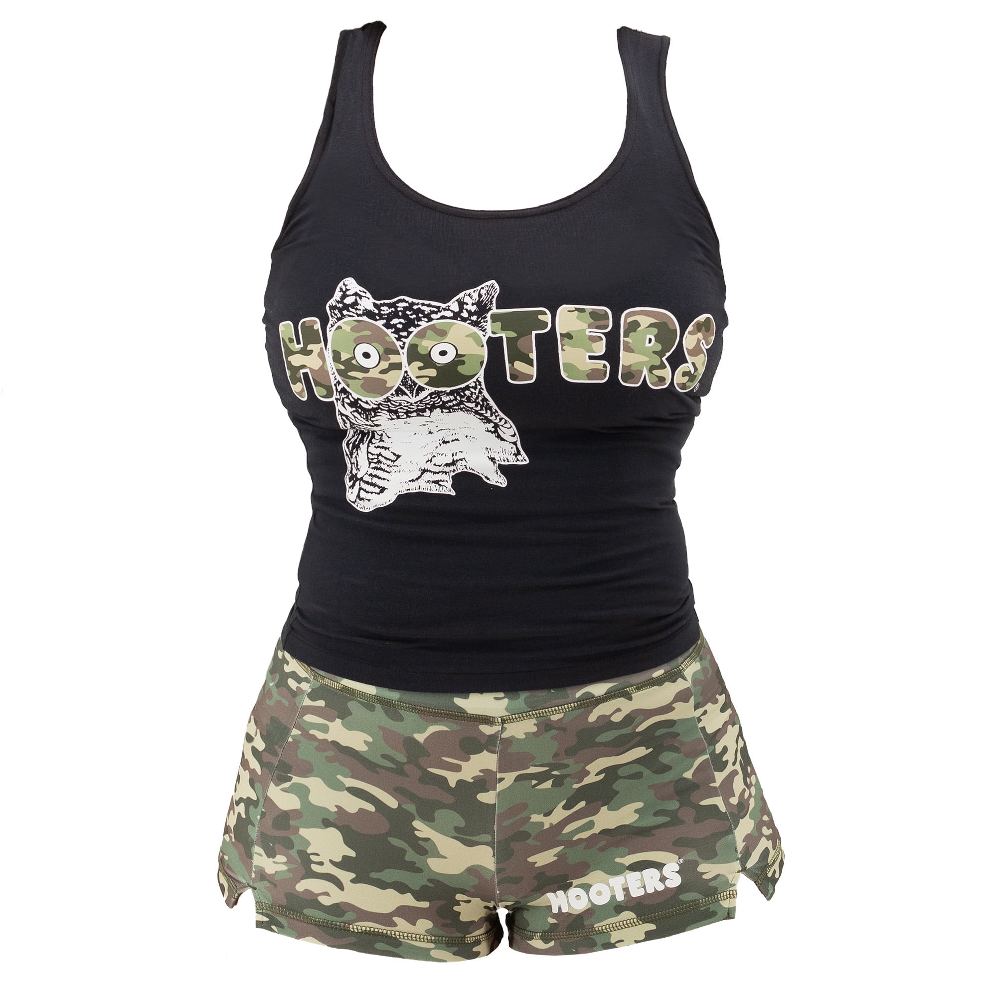 Hooters Women's Tank and Shorts Set Camouflage with Hootie the Owl Size ...