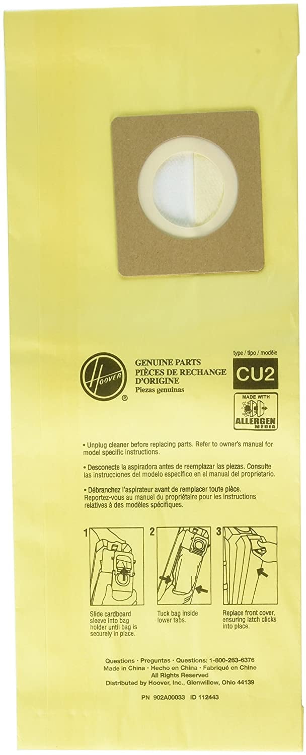 Hoover AH10243 Paper Bag, Allergen Filtration Hushtone 10 Pk, Yellow ...