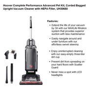 Hoover Advanced Upright Vacuum Cleaner, Complete Performance, UH30601 ...