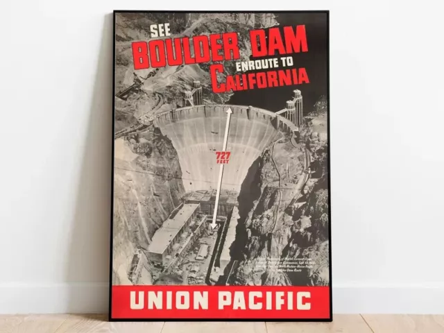 Hoover Dam Poster Vintage Art Boulder Dam Vintage Travel Poster NO ...