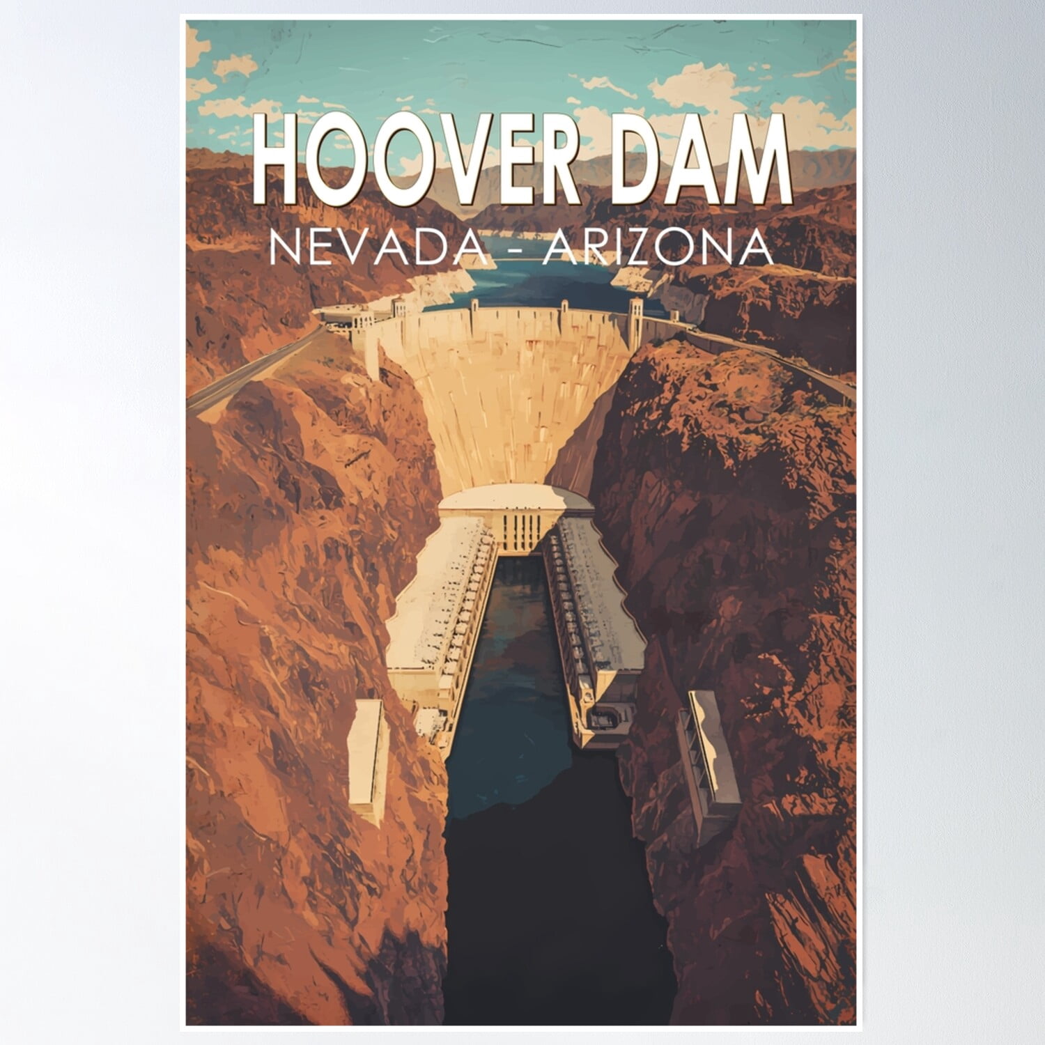 Hoover Dam Travel Art Vintage Poster Wall Art, Modern Wall Decor, 8x12 ...