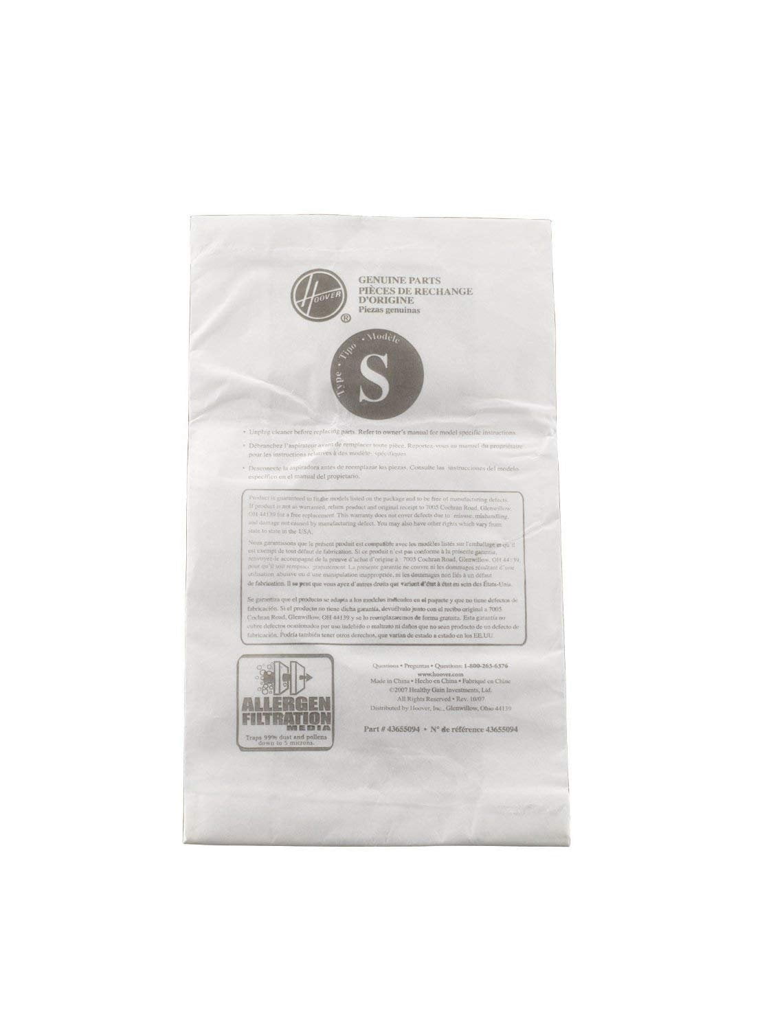 Hoover Type S Bag 9-Pack, 4010064S - Walmart.com