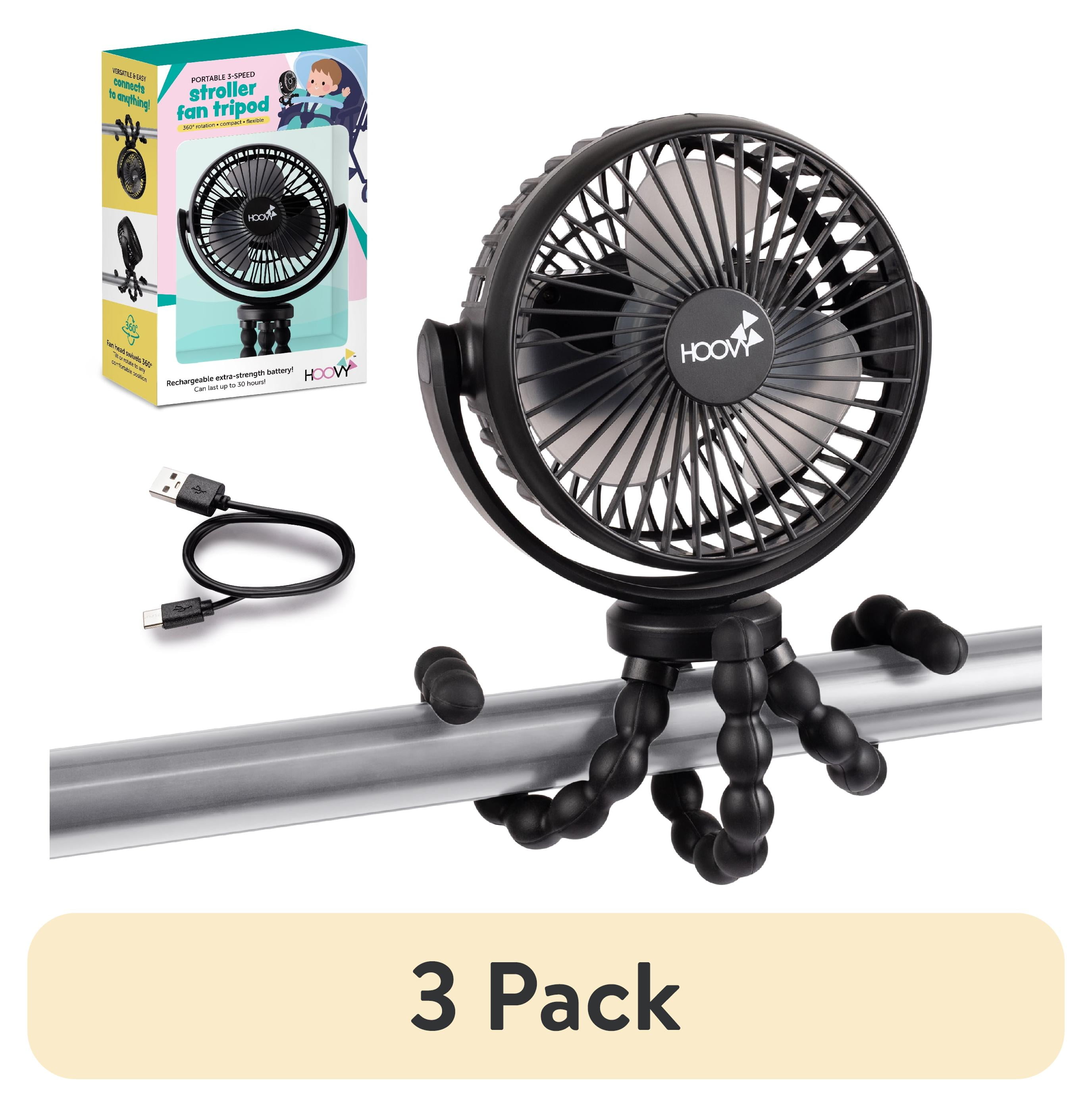 (3 pack) Hoovy Portable & Rechargeable Stroller Fan - Walmart.com