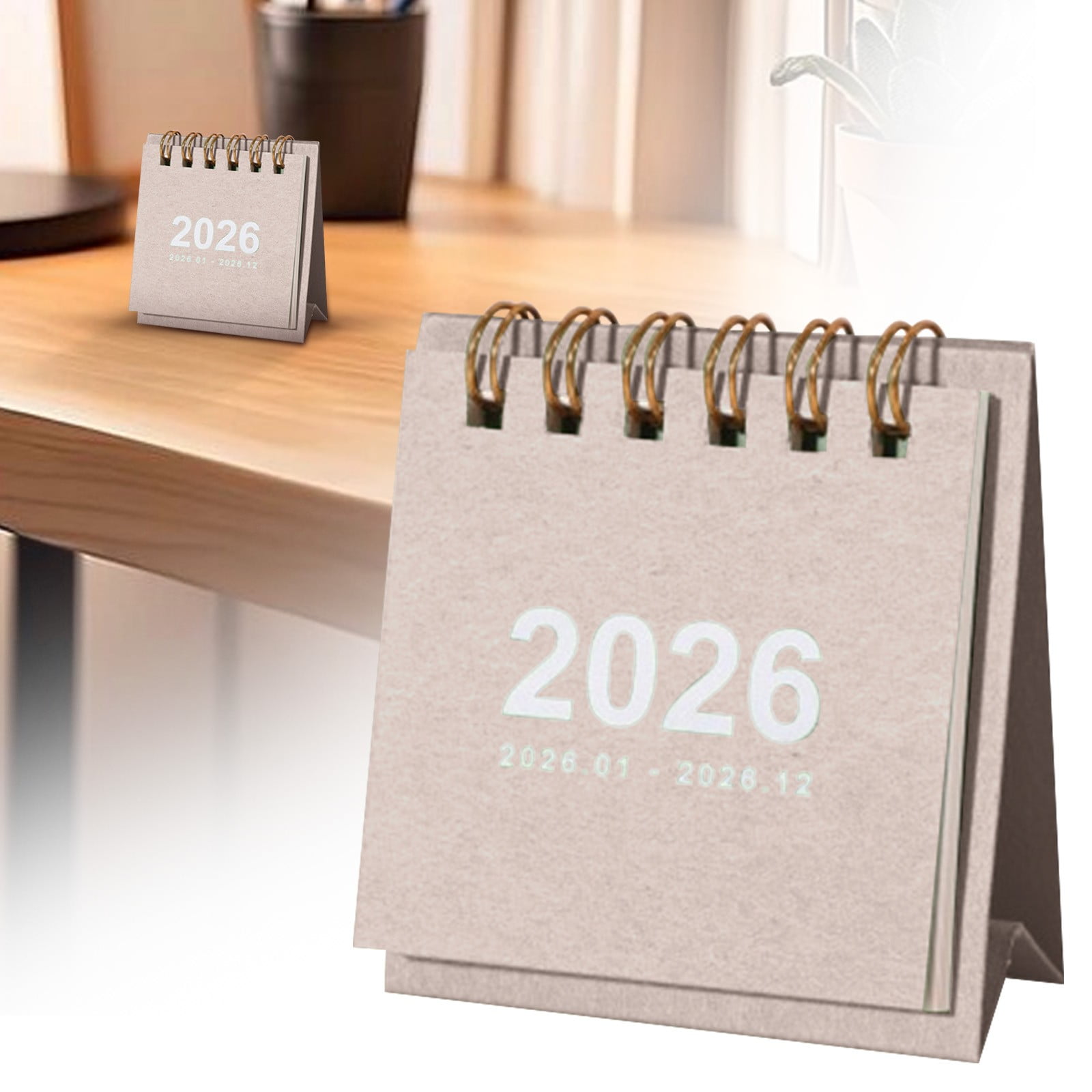 Hoowood 2026 Desk Calendar Mini Portable Standing Flip Monthly Daily ...