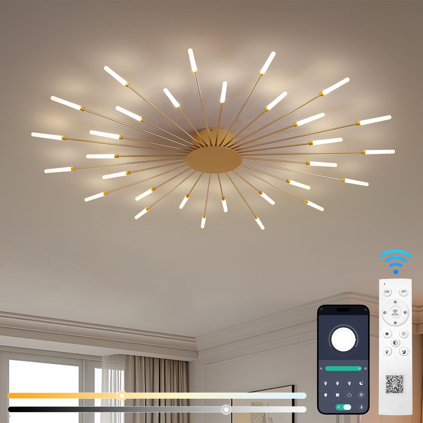 Hooyi Modern LED Ceiling Light,Firework Chandelier,50 inches with ...
