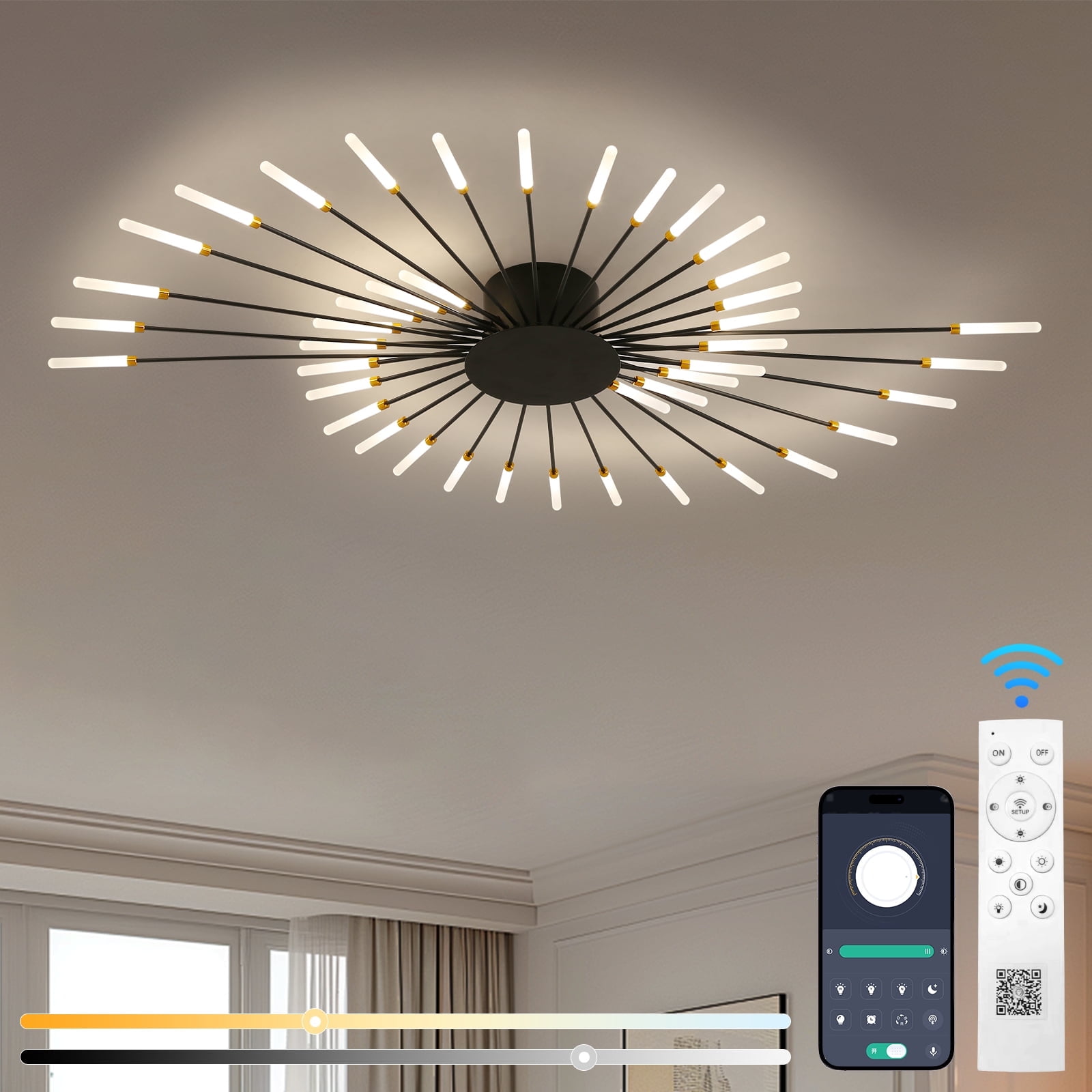 Hooyi Modern LED Ceiling Light,Firework Chandelier,50 inches with ...