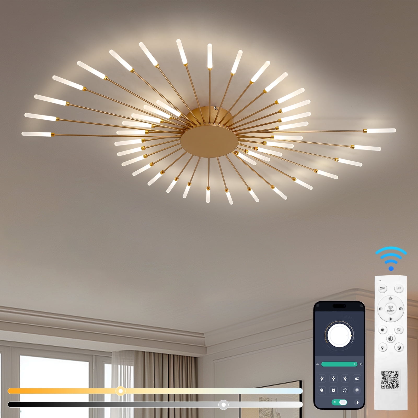 Hooyi Modern LED Ceiling Light,Firework Chandelier,50 inches with ...