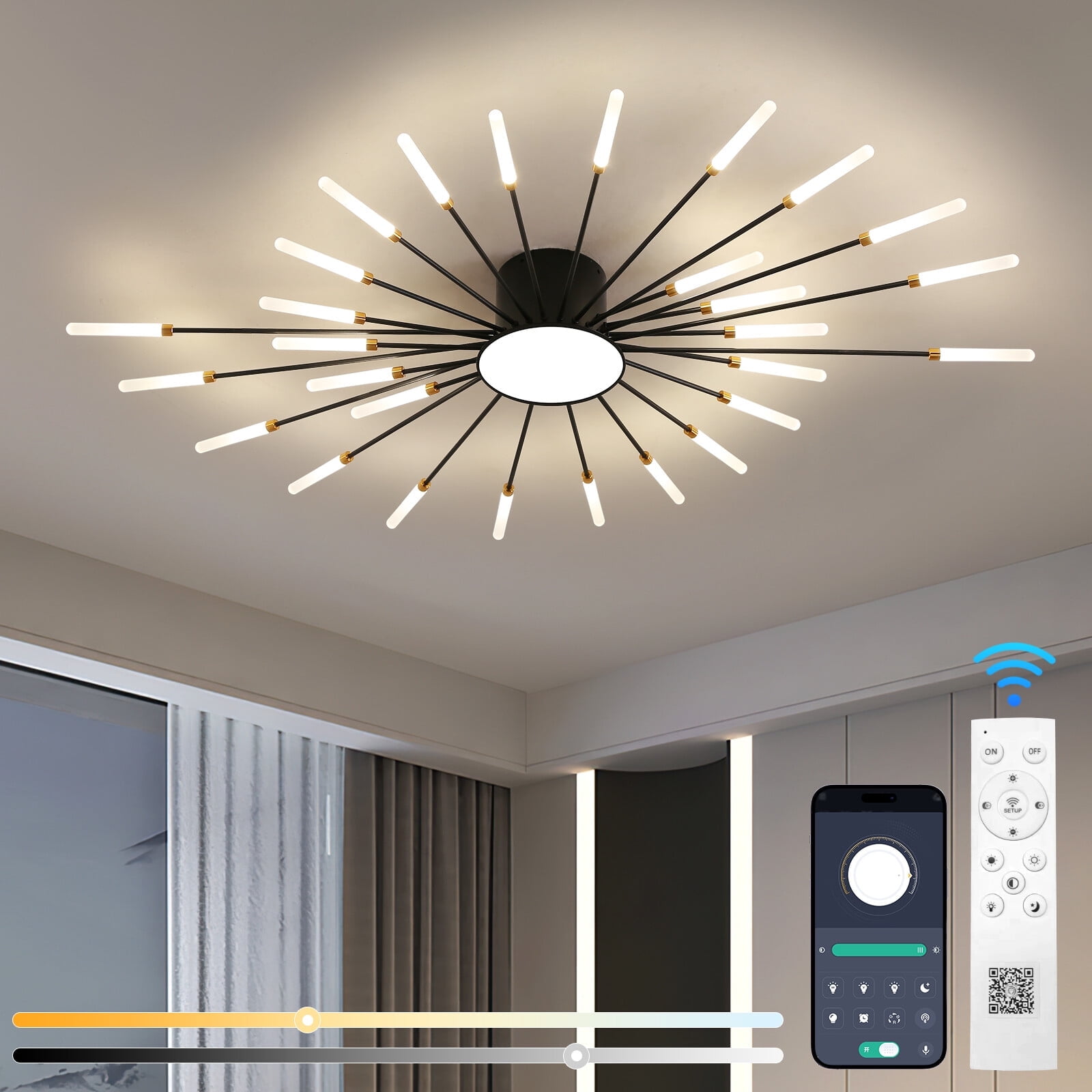 Hooyi Modern led Ceiling Light,Firework Chandelier,41 inches with ...