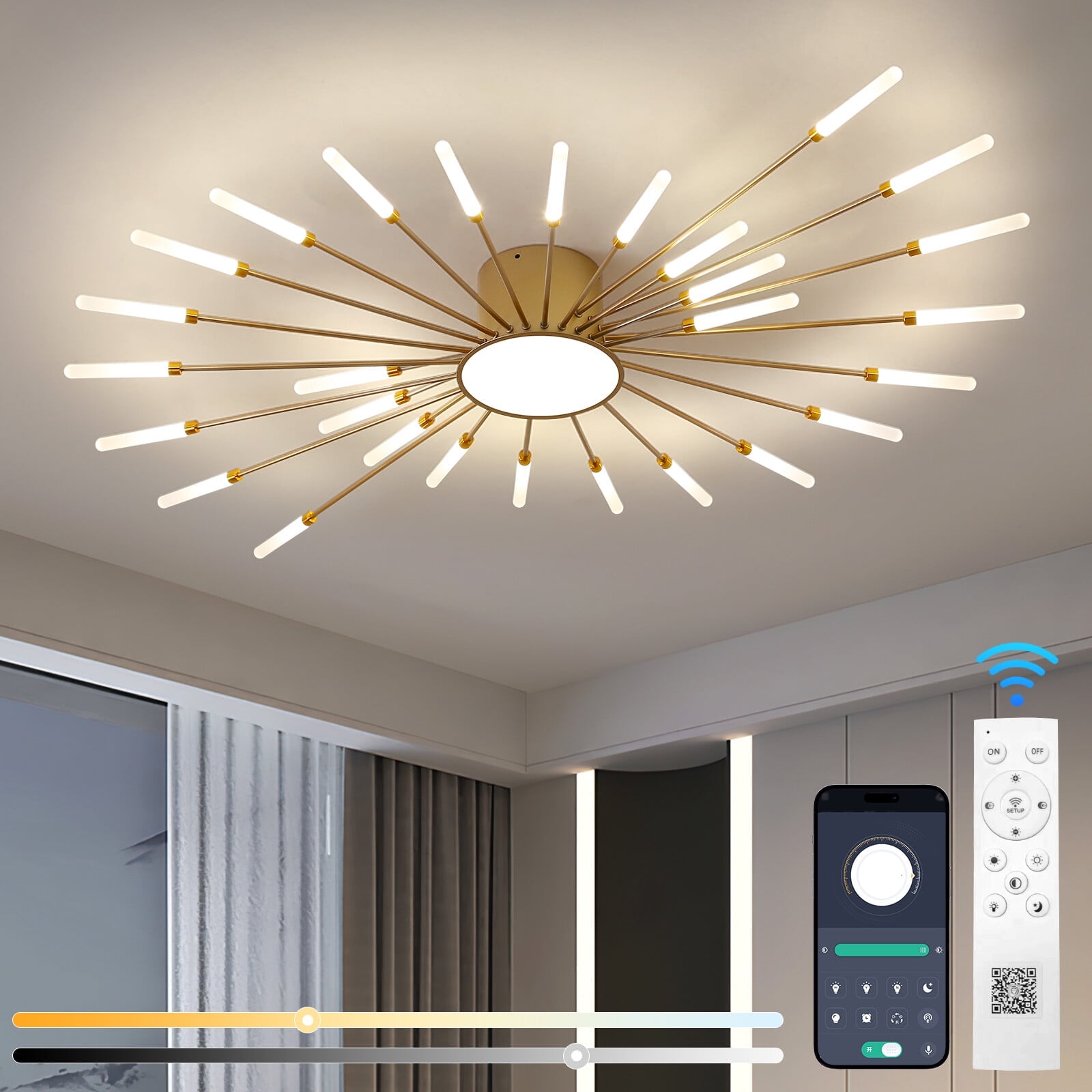 Hooyi Modern led Ceiling Light,Firework Chandelier,41 inches with ...