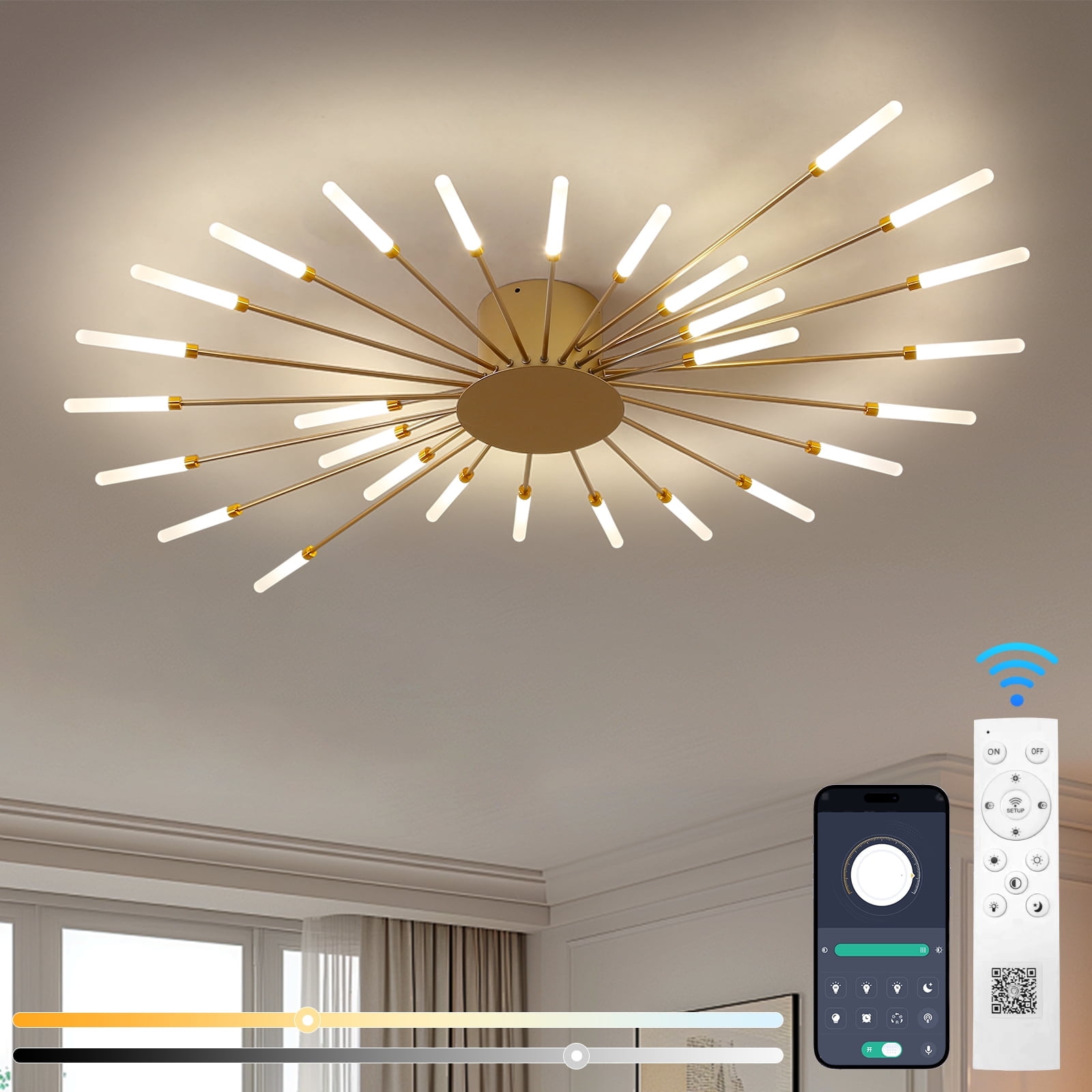 Hooyi Modern led Ceiling Light,Firework Chandelier,41 inches with ...