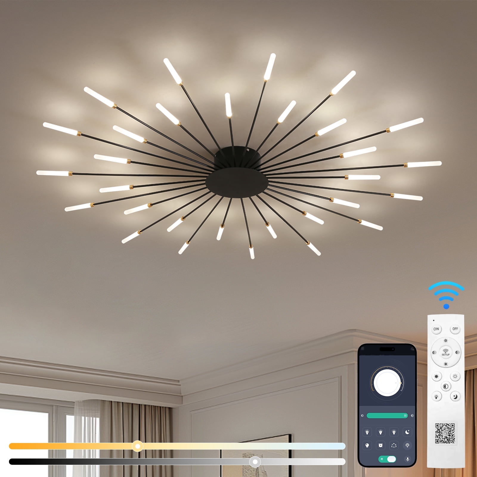 Hooyi Modern led Ceiling Light,Firework Chandelier,50 inches with ...