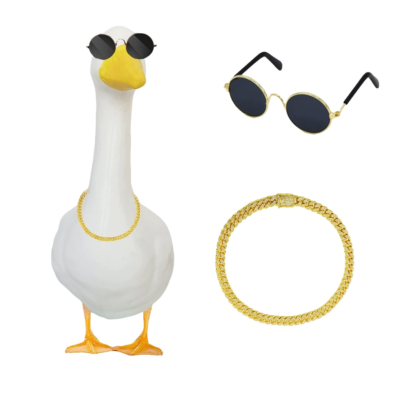 Hop Carnival Goose Sunglasses Gold Chain Cool Style Pet Clothes for ...