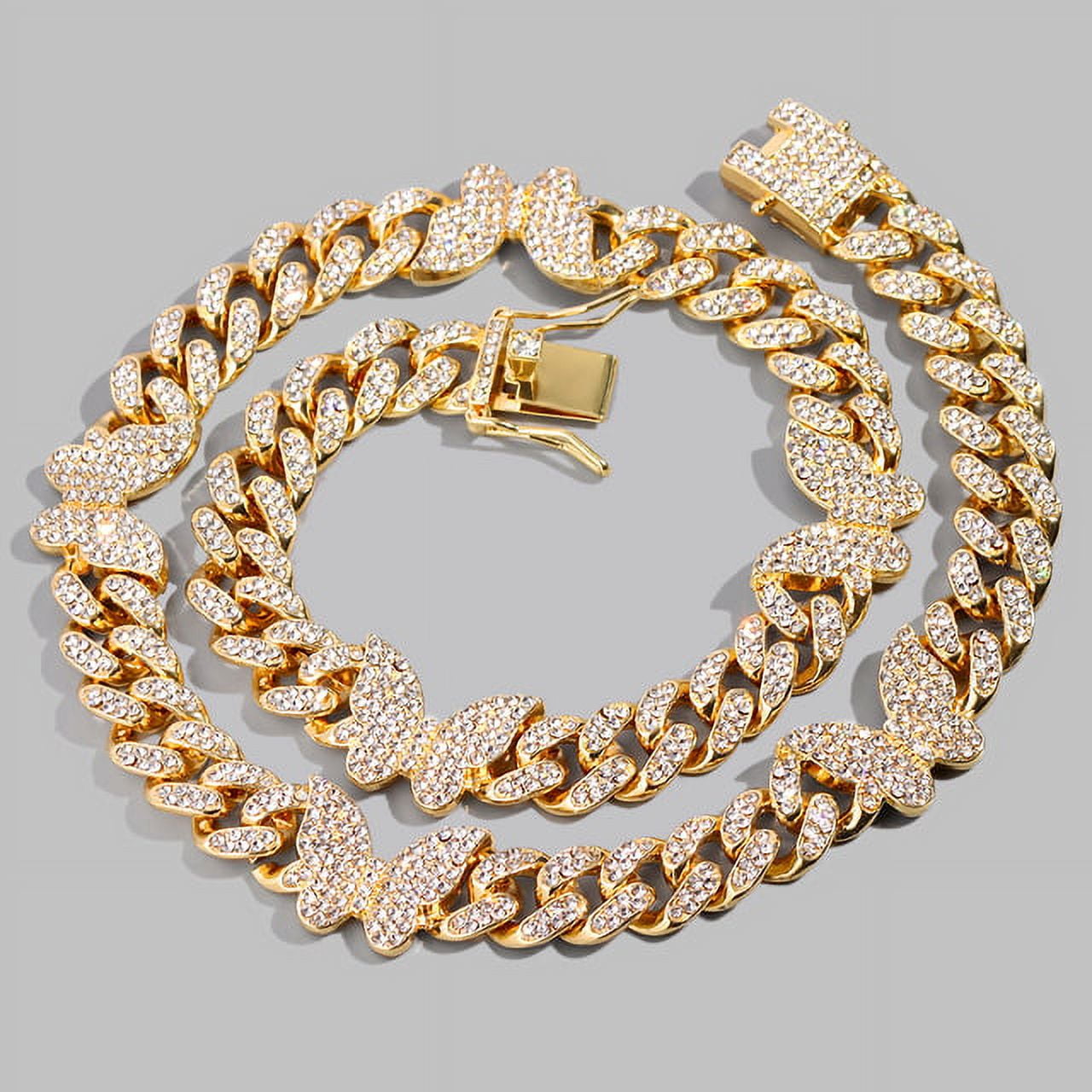 Hop Iced Out Bling Miami Cuban Link Chain Necklace Jewelry - Walmart.com