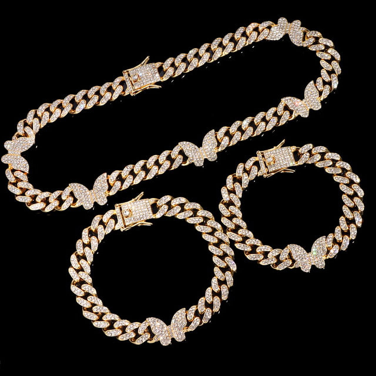 Hop Iced Out Bling Miami Cuban Link Chain Necklace Jewelry - Walmart.com