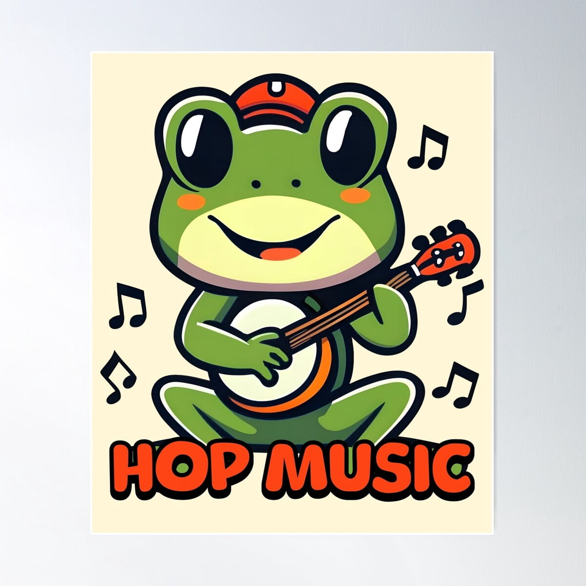 Hop Music! Cute Banjo Frog Poster Wall Art, Modern Wall Decor For ...