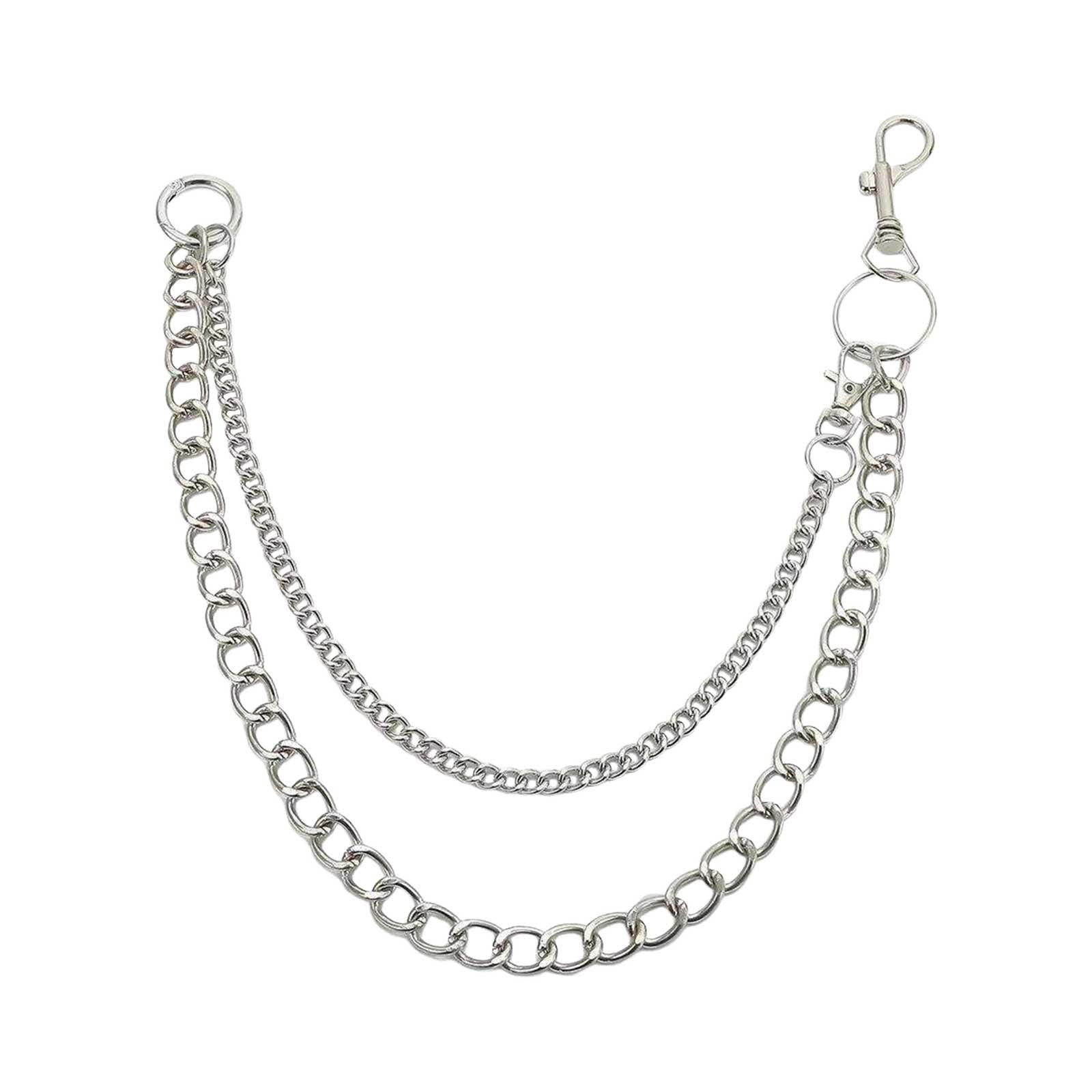 Hop Pants Jean Chain Punk Silver Trousers Chains Metal Thick Wallet ...