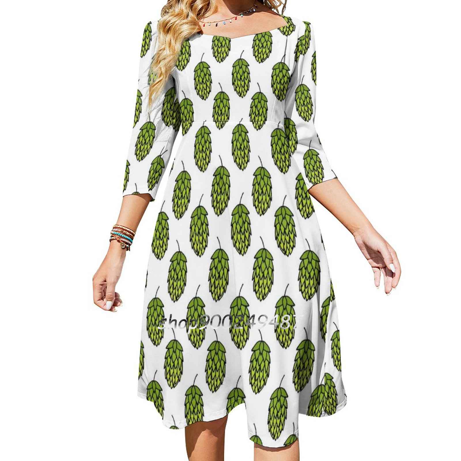 Hop Pattern Evening Party Dresses Midi Sexy Dress Female Sweet One ...