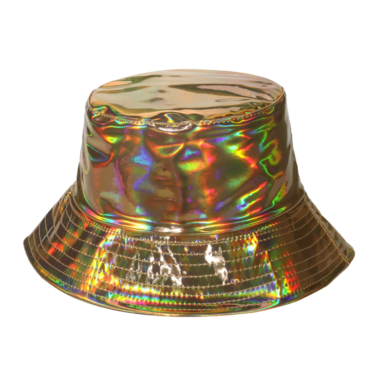 Hop Street Gold And Silver Basin Hat For Men And Women Stage Performance Metal PU Fisherman Hat ...