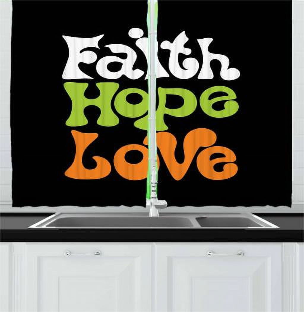 Hope Curtains 2 Panels Set, Vintage Sixties Inspired Hand Lettering ...