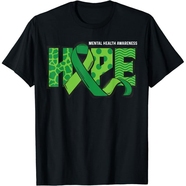 Hope Green Ribbon Mental Health Awareness T-Shirt - Walmart.com