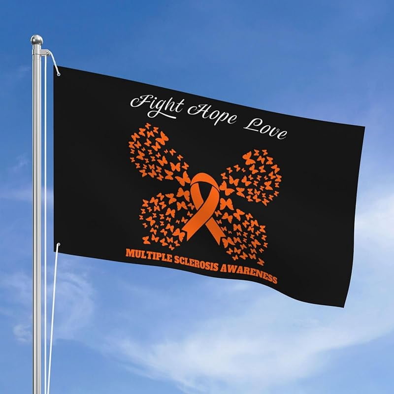 Hope Heart Multiple Sclerosis Awareness Flags For Outside 3x5 Ft Three ...