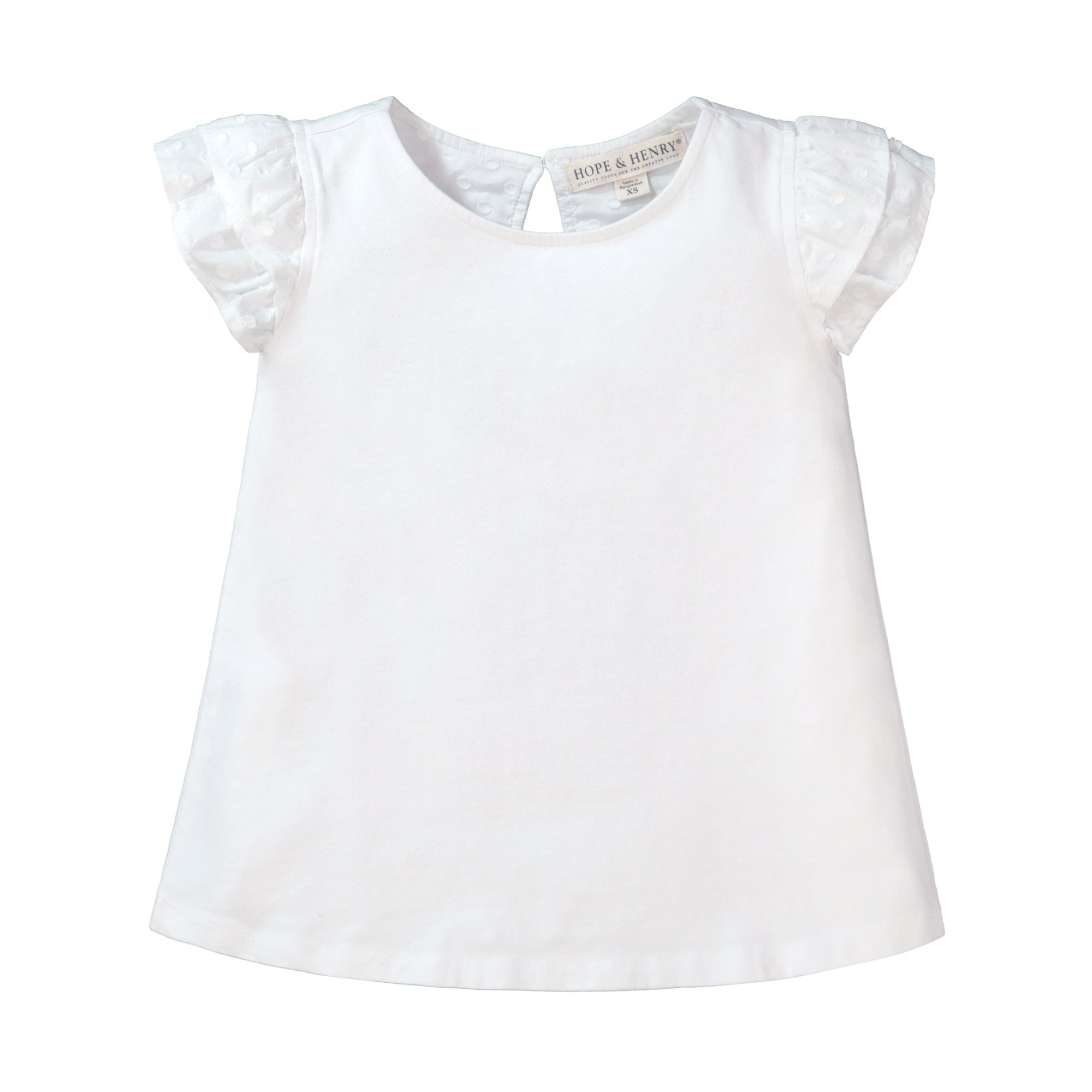 Hope & Henry Girls' Knit Top with Woven Flutter Sleeves - Walmart.com
