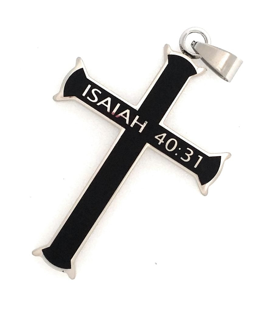 Hope (Isaiah 40:31) Bible Cross Black Stainless Steel Faith Religious ...