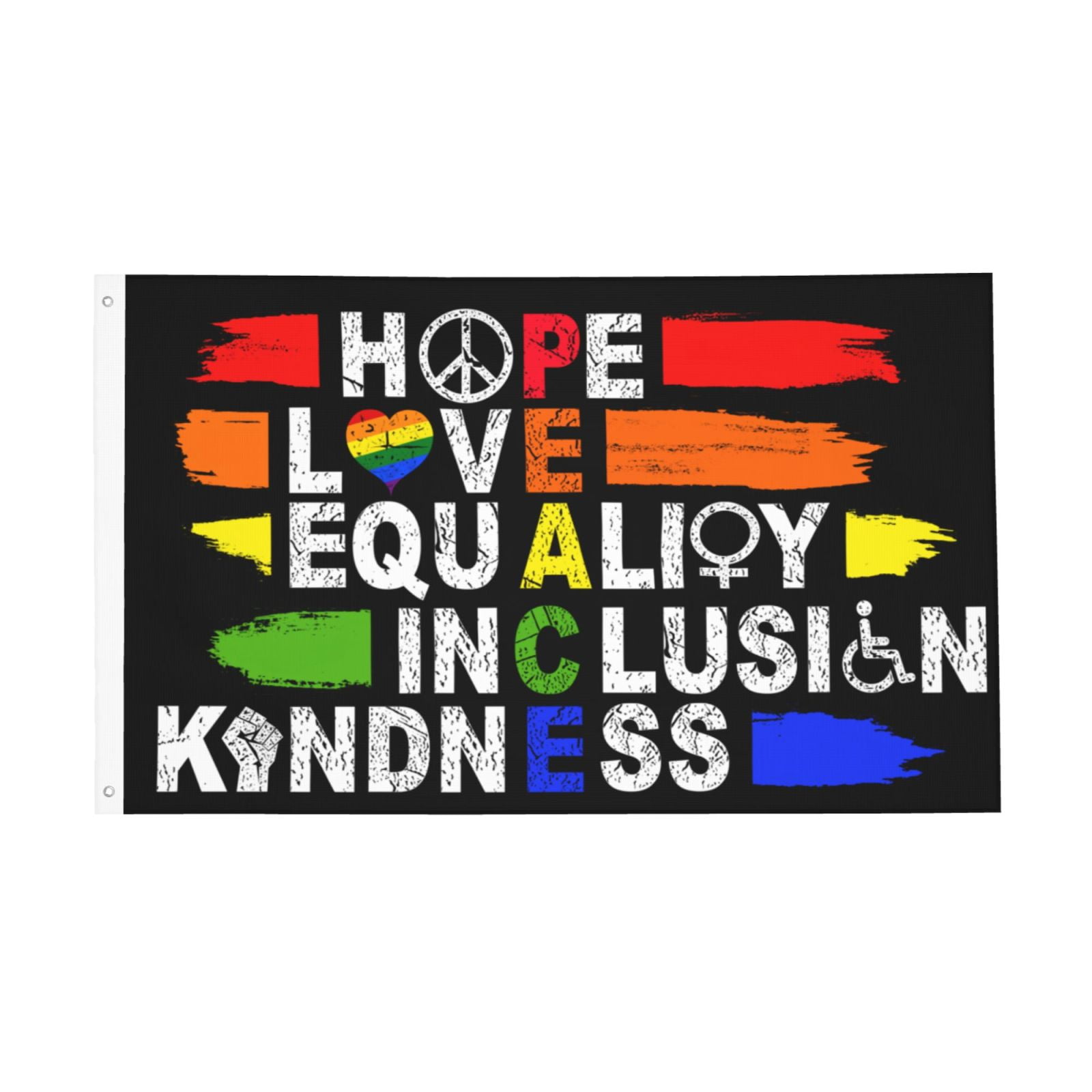 Hope Love Equality Inclusion Kindness Flag 3x5 Ft Outdoor Indoor With ...
