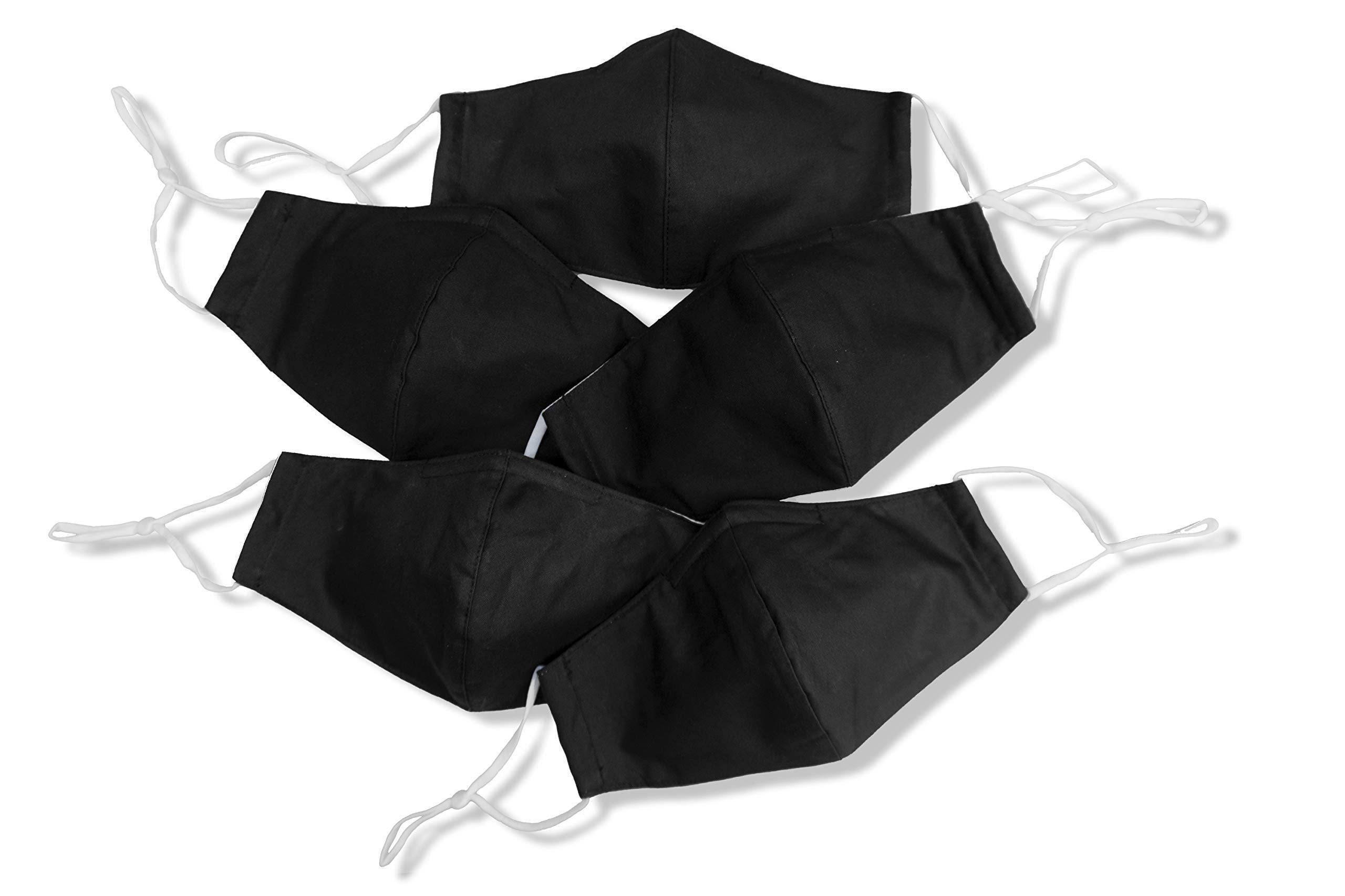 Hope Love Shine Cotton 5 Pack of Black Face Masks w/Adjustable Ear ...