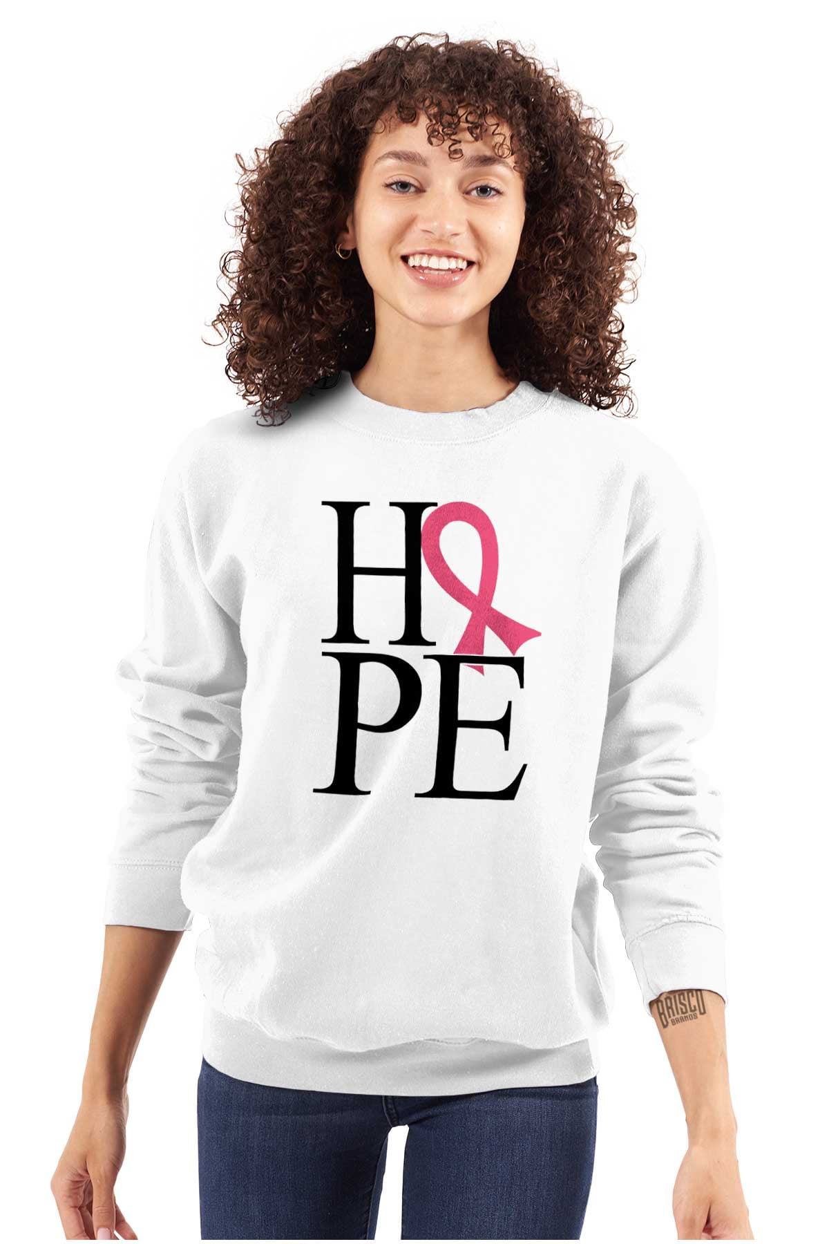 Hope Pink Ribbon Breast Cancer BCA Women Crewneck Sweatshirt Brisco ...