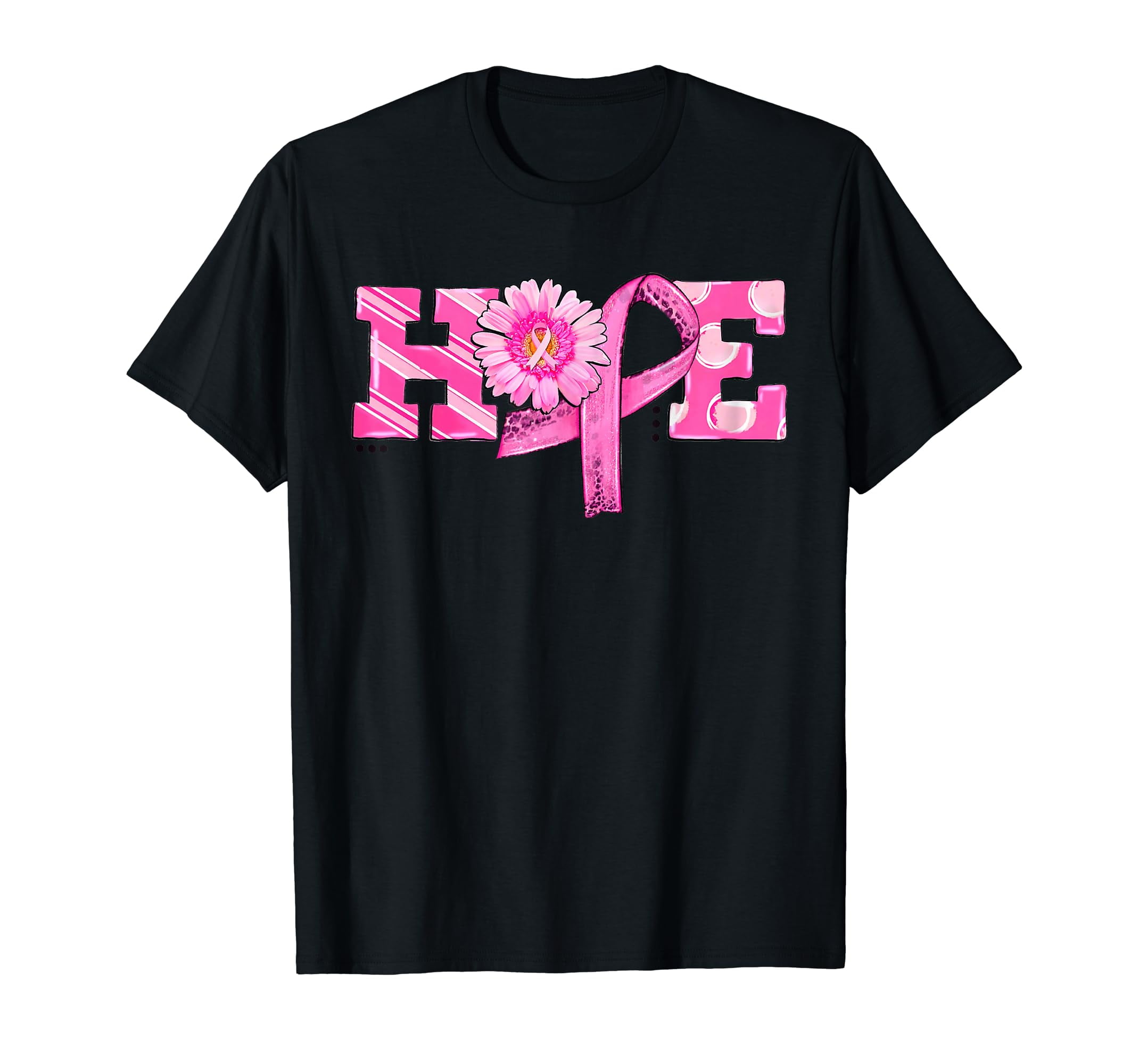 Hope Pink Ribbon Sunflower Breast Cancer Awareness Warrior T-Shirt ...