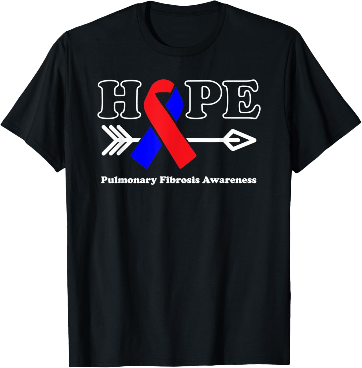 Hope - Pulmonary Fibrosis Awareness Red & Blue Ribbon T-Shirt - Walmart.com