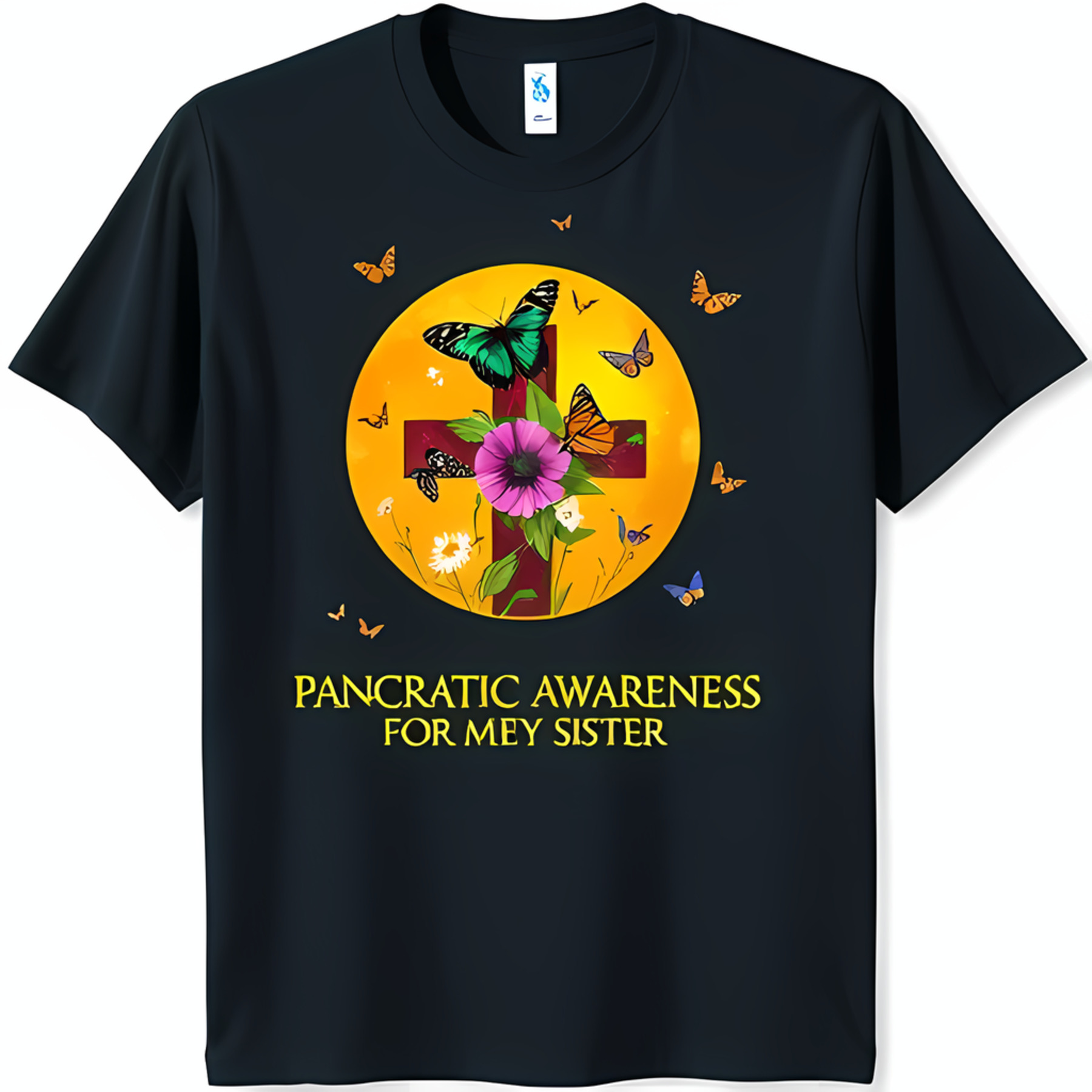 Hope & Resilience Black T-Shirt with and Butterflies Pancreatic ...