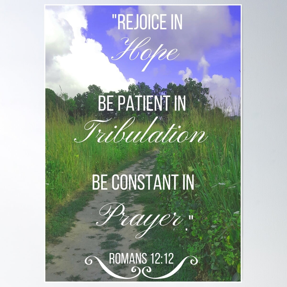 Hope, Tribulation, & Prayers Bible Verse Romans 12:12 Poster Wall Art ...